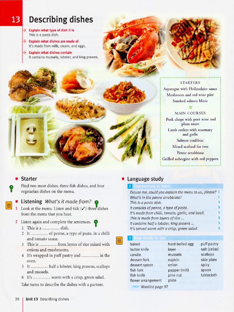 13 Describing Dishes | PDF | Tableware | Salad