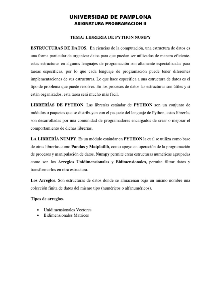 Introducción a Numpy en Python | PDF | Estructura de datos de matriz ...