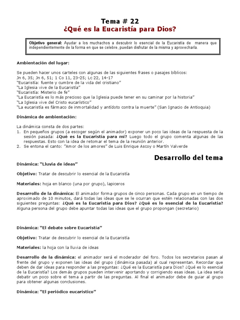 Esencia de la Eucaristía para Dios | PDF | eucaristía | Pascua de ...