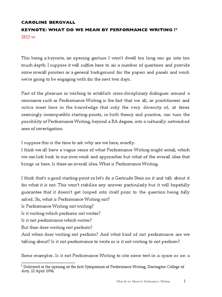 Performance Writing | PDF | Poetry | Discourse