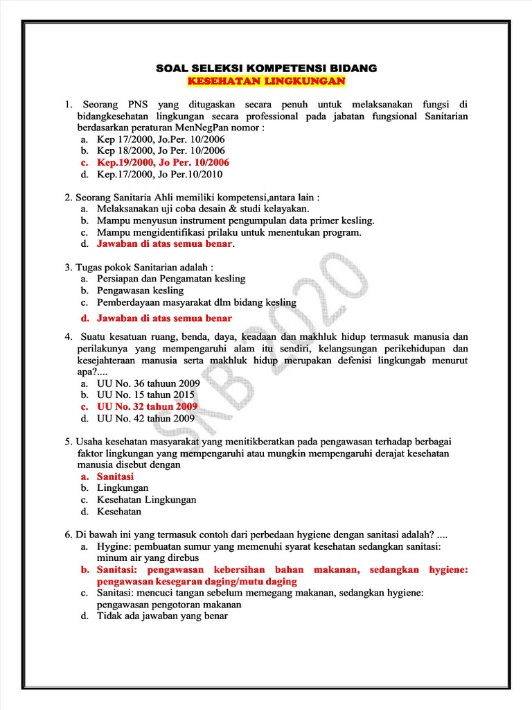 PDF Soal SKB Kesehatan Lingkungan Compress | PDF