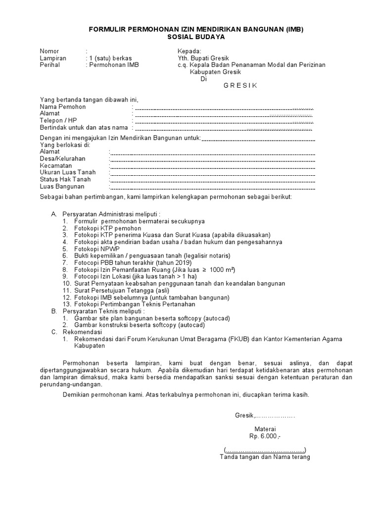 Formulir Imb Sosial Budaya | PDF