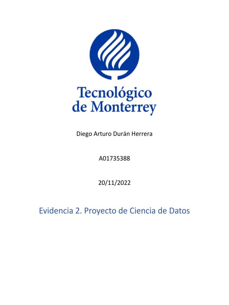 Proyecto de Ciencia de Datos A01735388 | PDF | Ciencia de datos ...