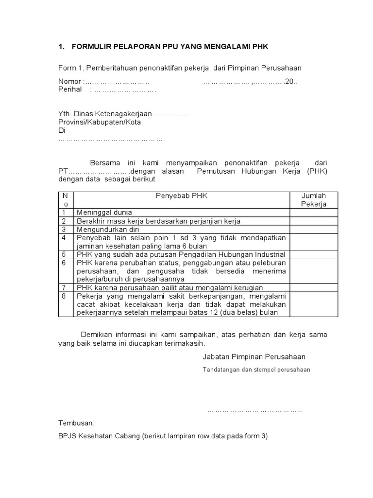 Template - PPU PHK (Resign) | PDF