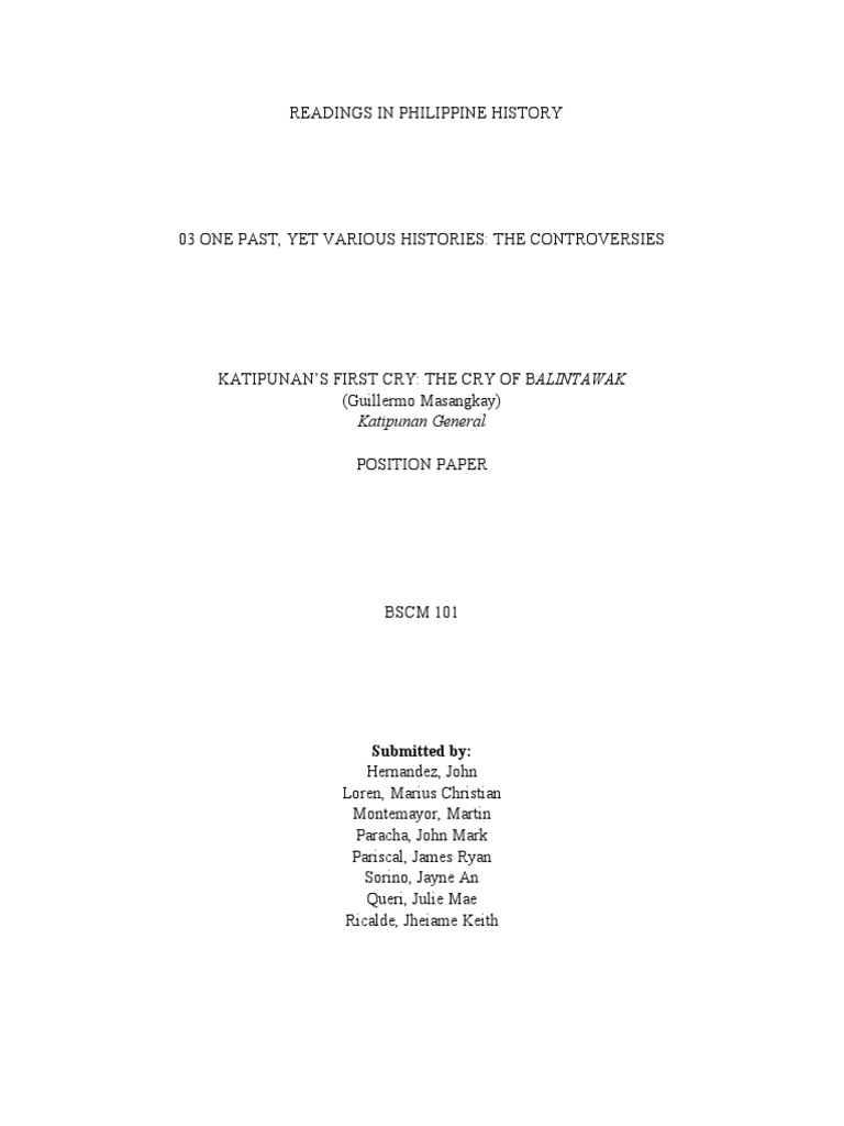 Balintawak: The First Cry Controversy | PDF | Social Science