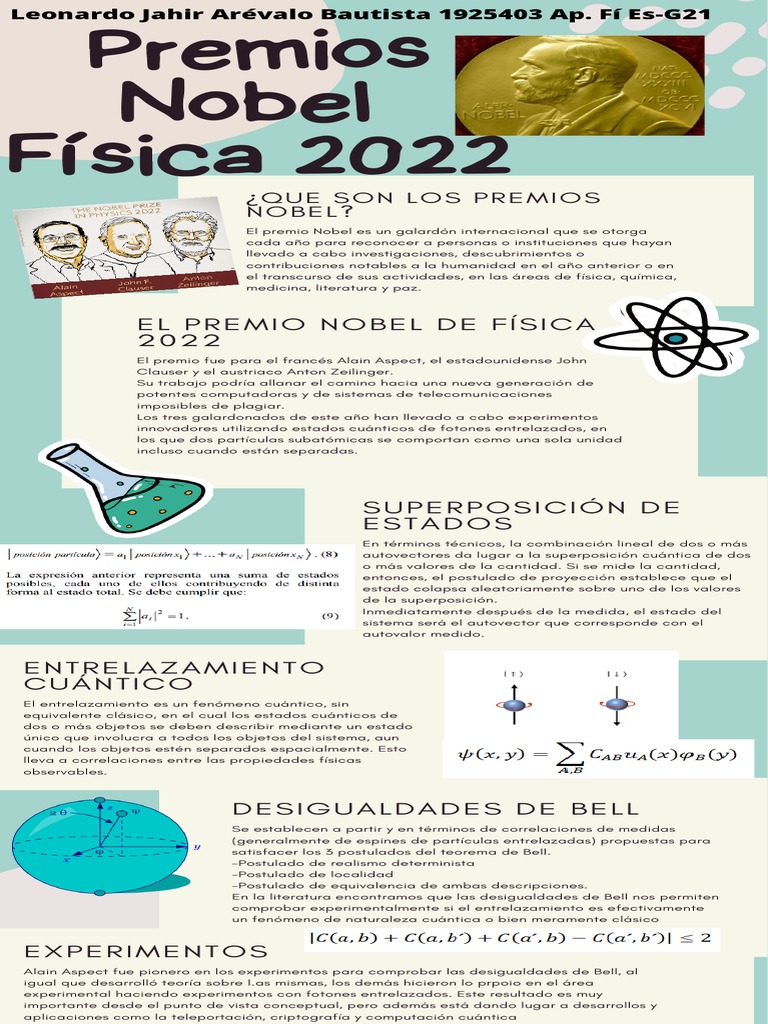 Infografía de Los Premios Nobel 2022 | PDF | Entrelazamiento cuántico | Mecánica cuántica