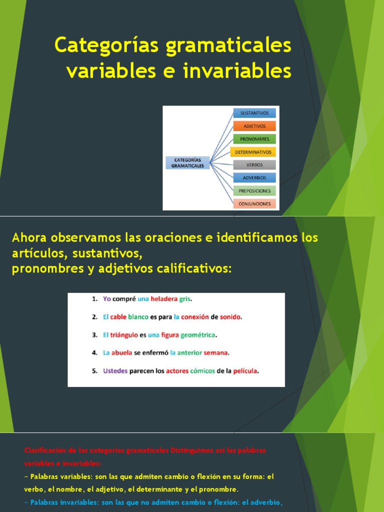 Categorías Gramaticales Variables e Invariables | PDF