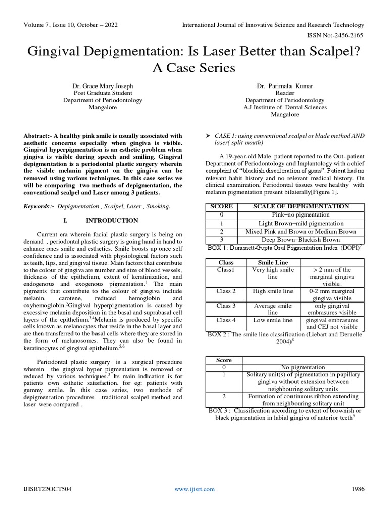 Laser vs Scalpel in Gingival Depigmentation | PDF | Periodontology ...