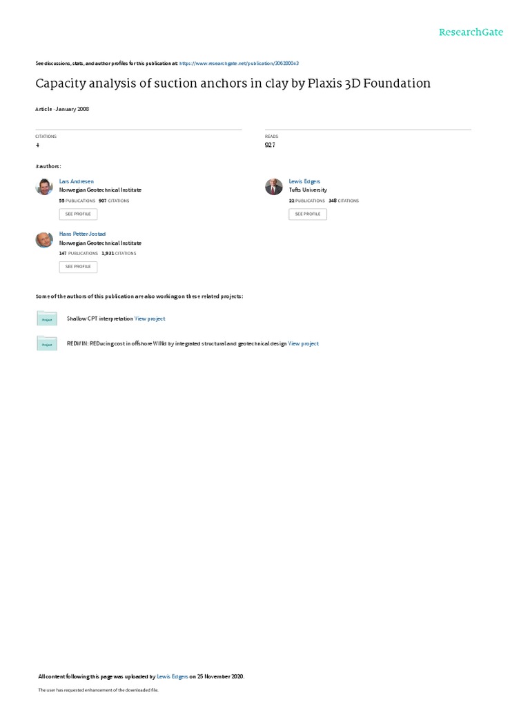 Capacity Analysis of Suction Anchors in Clay by Plaxis 3D Foundation ...