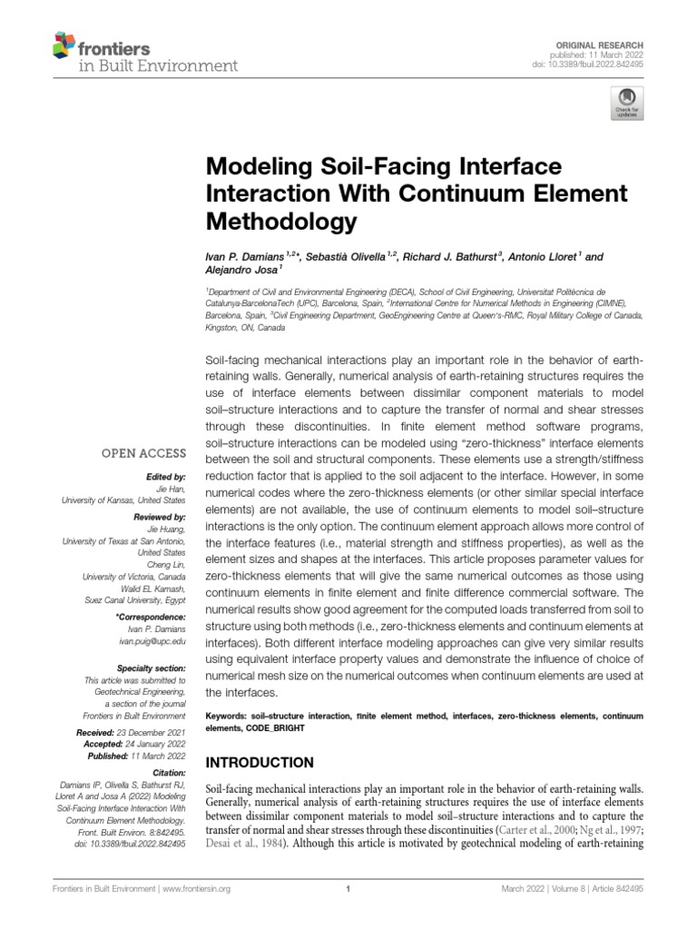 Modelling Soil-Facing Interface Interaction With Continuum Element Methodology | PDF | Strength ...