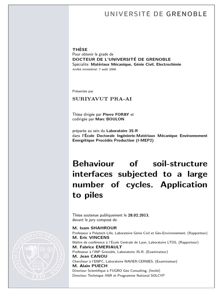 Behaviour of Soil-Structure Interfaces Subjected To A Large Number of ...