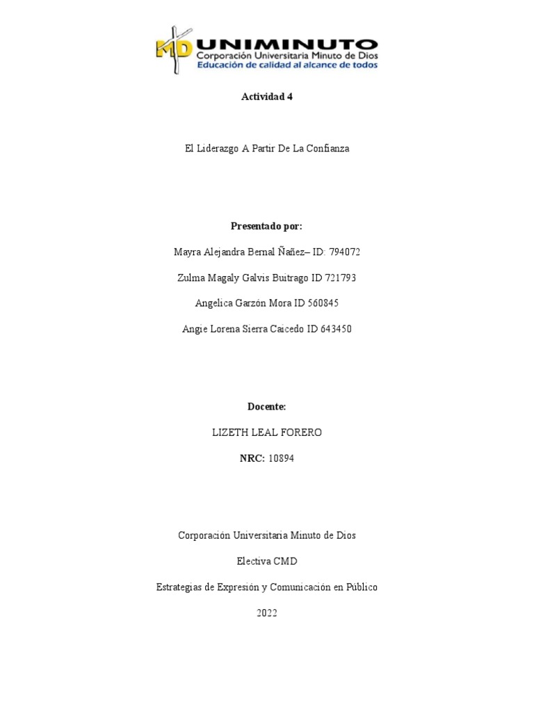Actividad Electiva CMD | PDF | Liderazgo Actividad Electiva CMD | PDF | Liderazgo