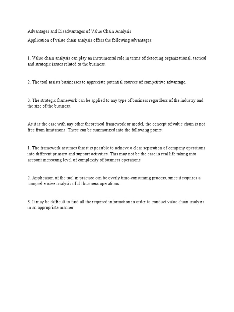 Advantages and Disadvantages The Value Chain | PDF