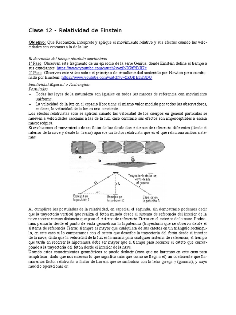 Clase 12 - Relatividad de Einstein - 3A | PDF | Relatividad especial ...