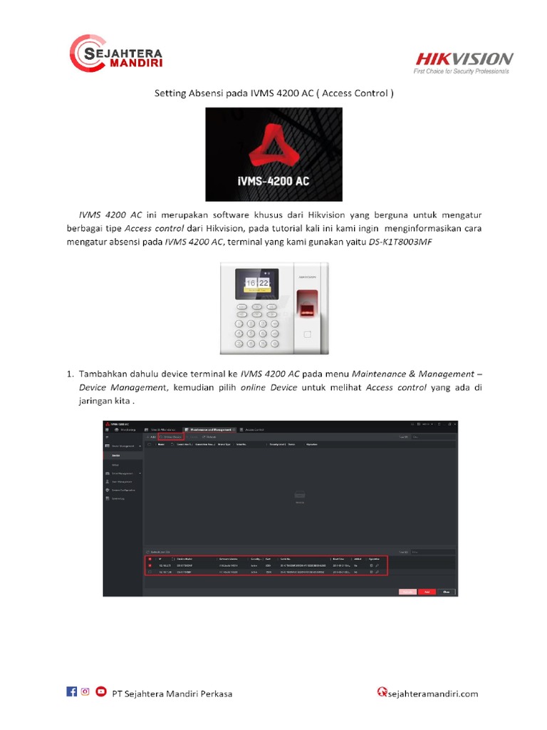 Setting Absensi Pada IVMS 4200 AC (Access Control) - PDF | PDF