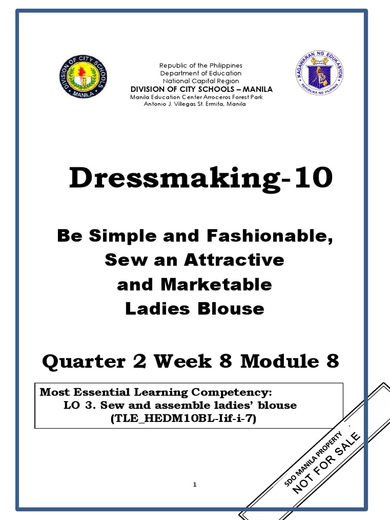 TLE-HE-10 Q2 W8 Mod8 Dressmaking | PDF