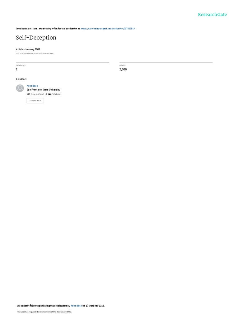 Bach Self-Deception OxfHbkPhilMind | PDF | Thought | Epistemology