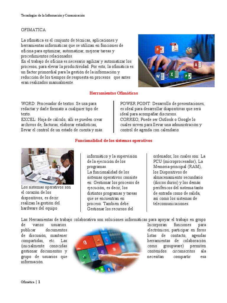 Taller OFIMATICA - GA1-220501046-AA2-EV01 | PDF | Sistema operativo | Hardware de la computadora