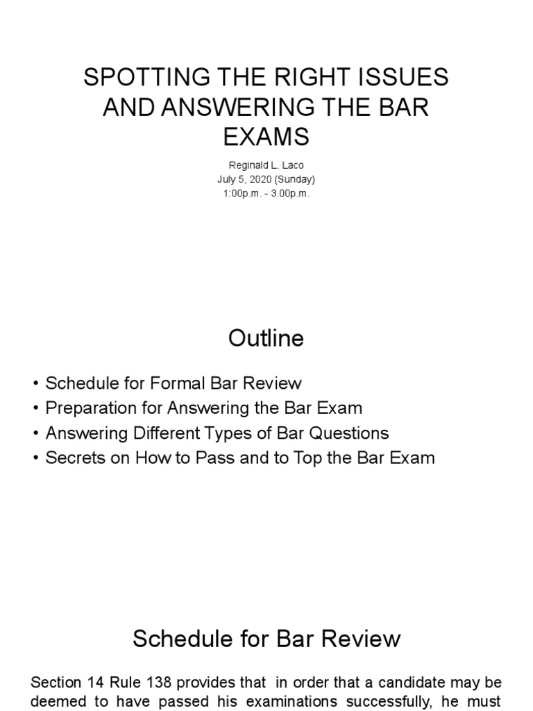 Spotting The Right Issues and Answering The Bar Exams | PDF | Taxes ...