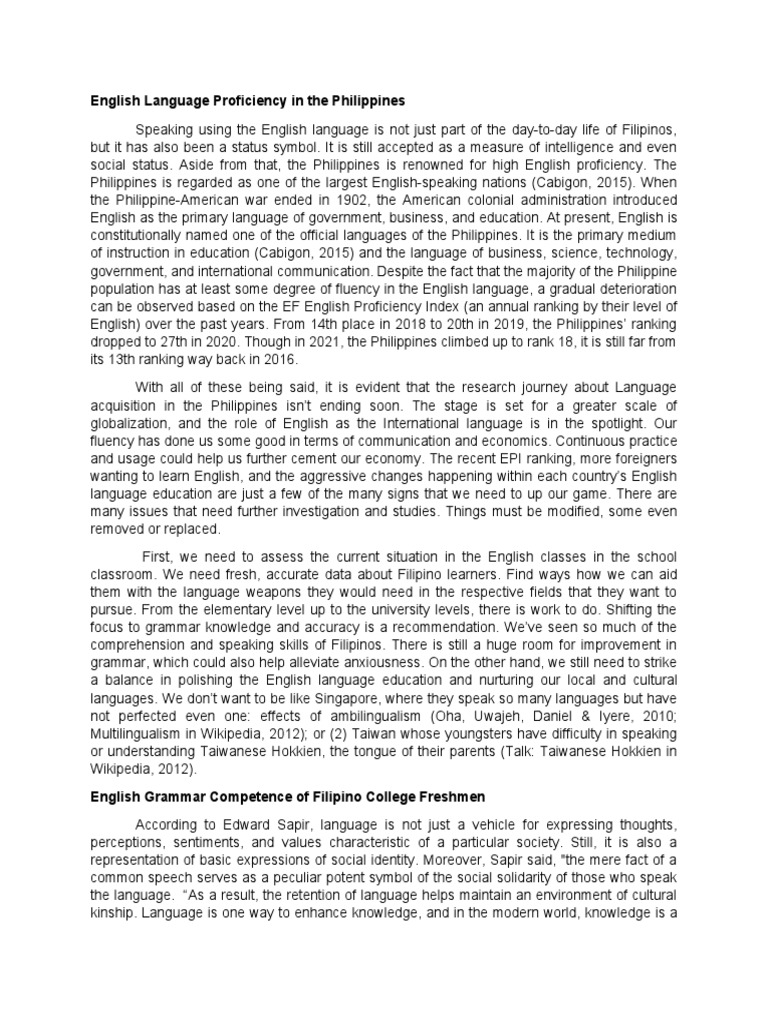 English Language Proficiency in The Philippines | PDF