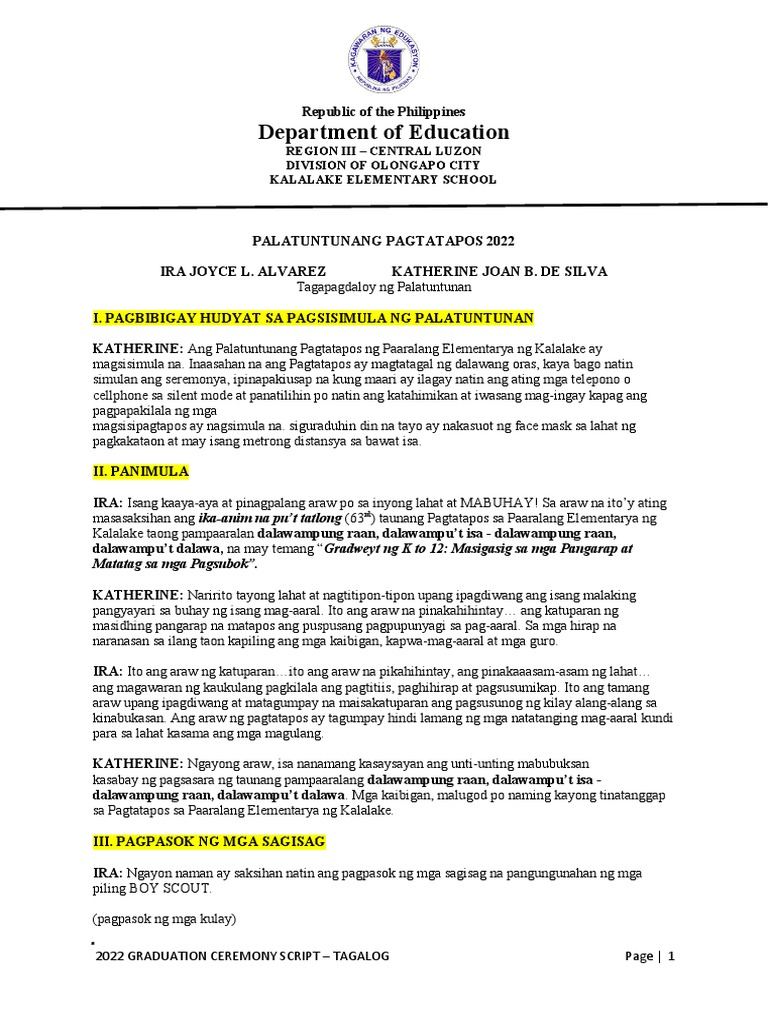 Iskript Pagtatapos 2021 2022 | PDF