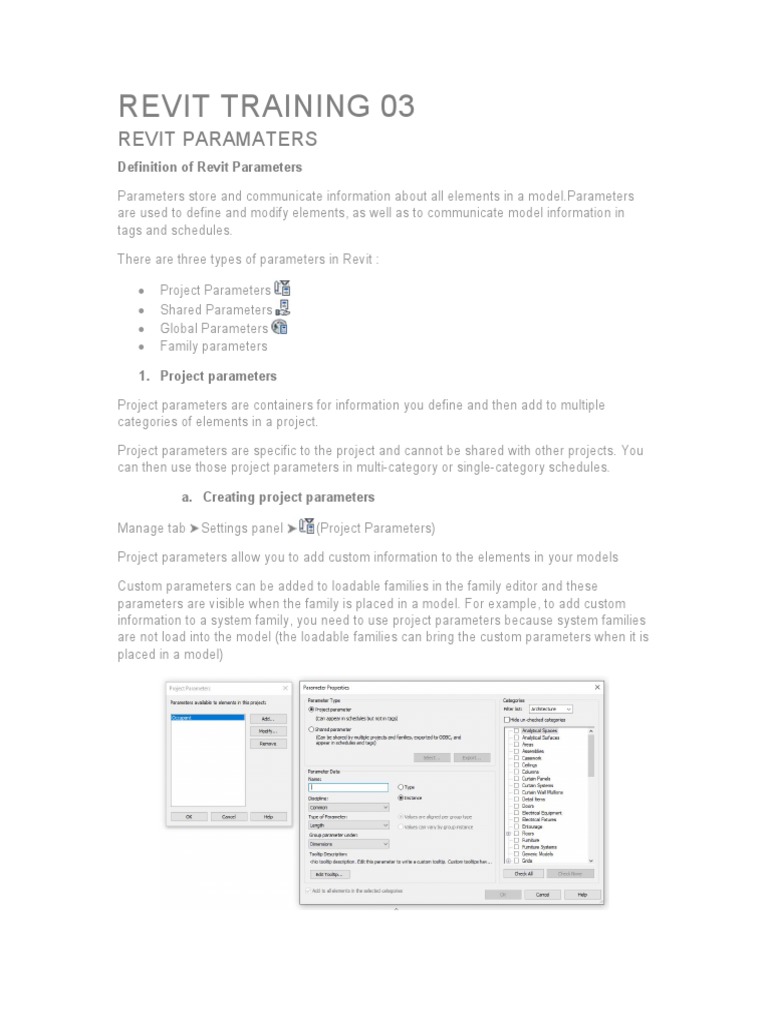 REVIT TRAINING 03 - Revit Parameters | PDF | Parameter (Computer Programming) | Computer File