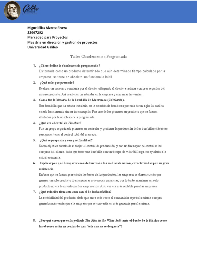 Taller Obsolescencia Programada | PDF | Residuos | Economias