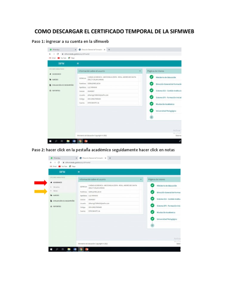 Como Descargar El Certificado Temporal de La Sifmweb | PDF