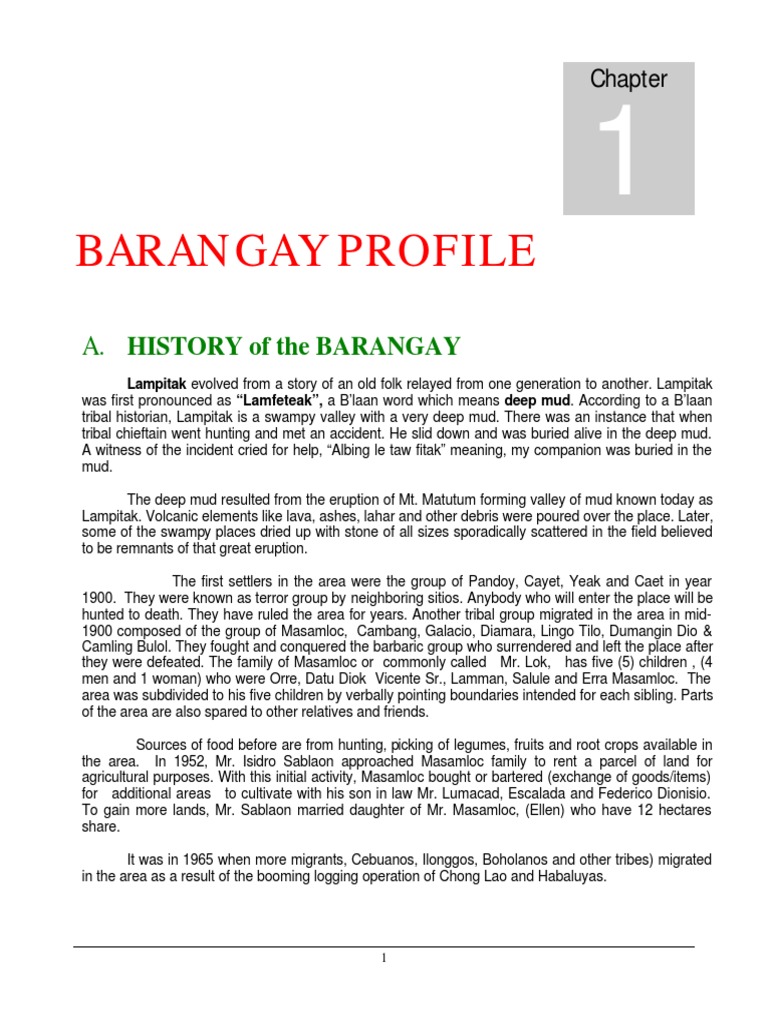 Barangay Lampitak BDP Chapter 1 | PDF