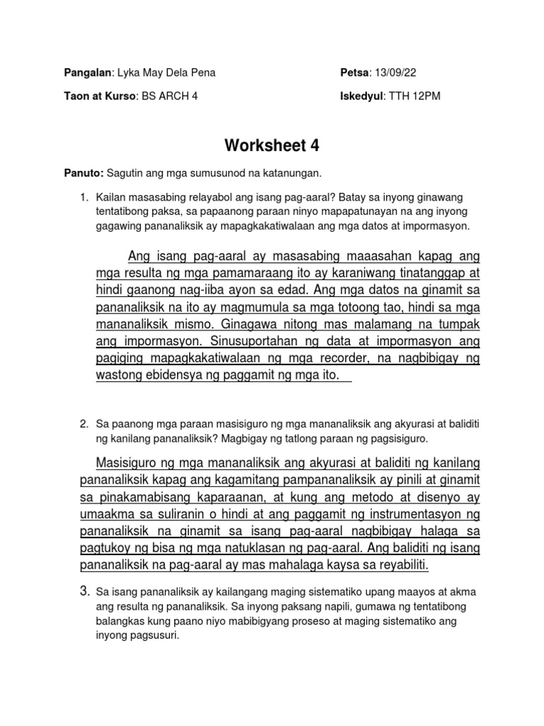 Ge11 Gawain 4 Pananaliksik Dela Pena L | PDF