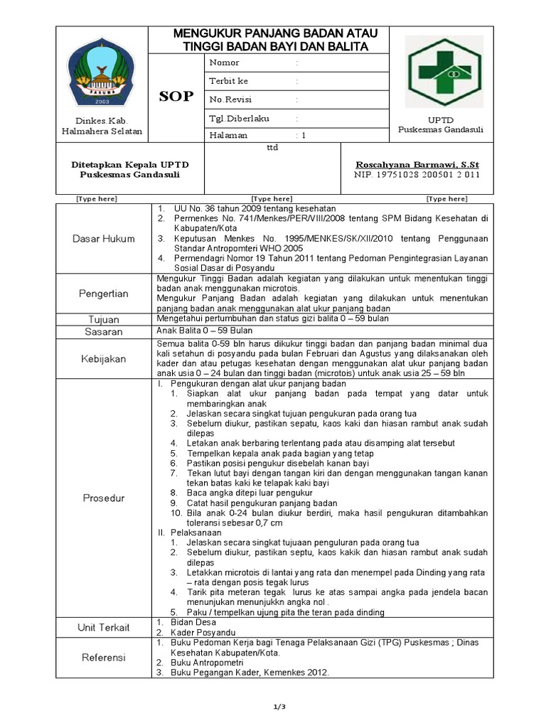 SOP Mengukur PB Atau TB Bayi Dan Balita | PDF | Kesehatan Holistik