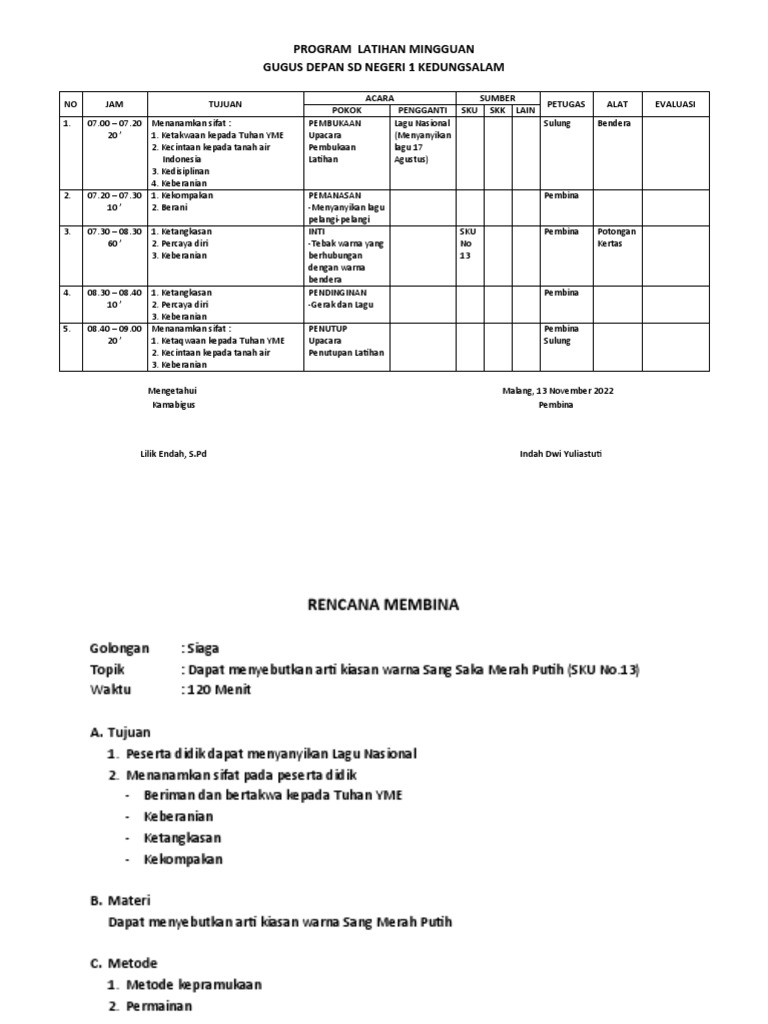 Program Latihan Mingguan | PDF