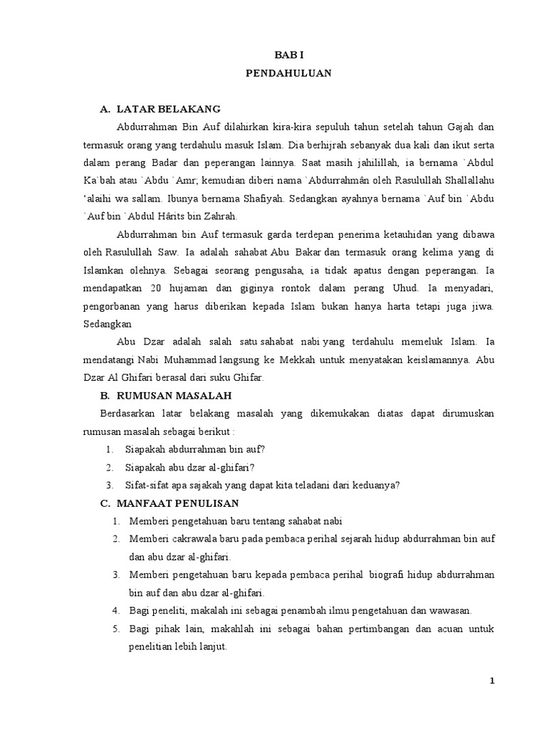 Makalah Abdurrahman Bin Auf Dan Abu Dzar Al Ghifari | PDF Makalah Abdurrahman Bin Auf Dan Abu Dzar Al Ghifari | PDF