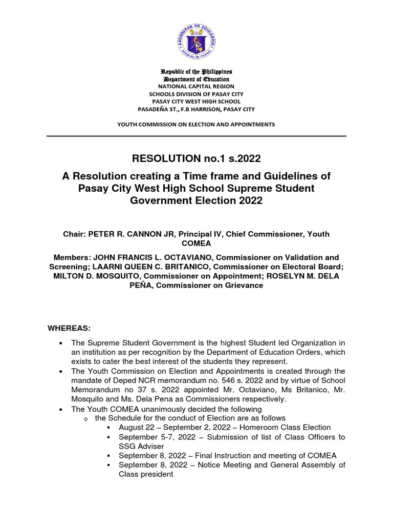 COMEA Resolution Number 1 | PDF | Government