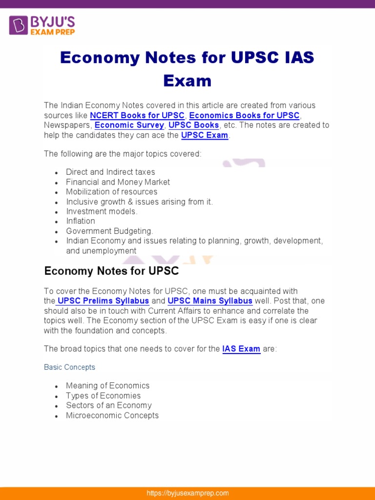 Economy Notes For Upsc Ias Exam 88 | PDF | Taxes | Monetary Policy