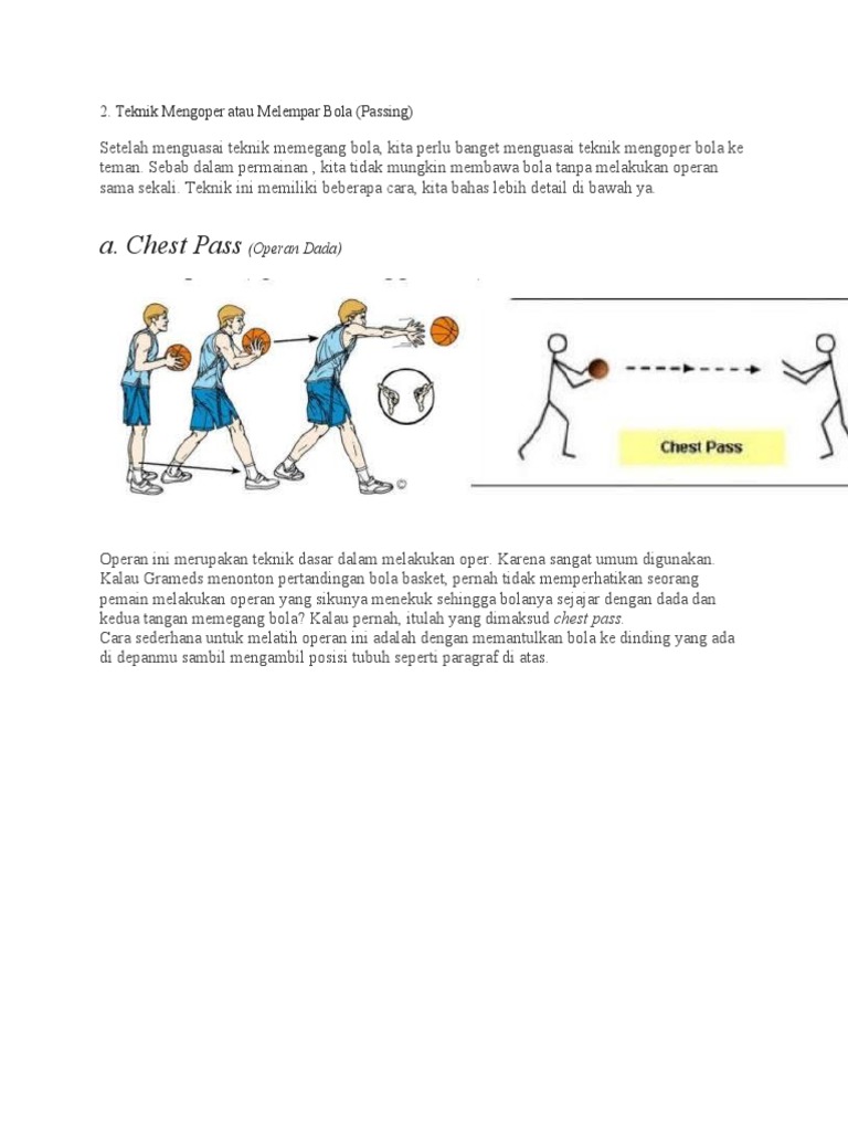 Teknik Mengoper Atau Melempar Bola Basket | PDF