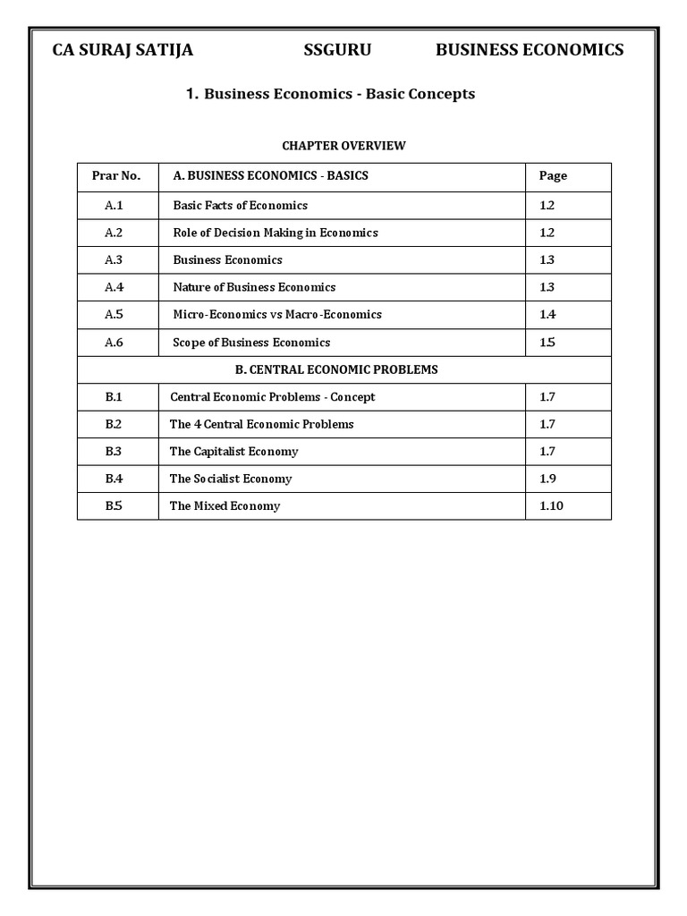 CA Foundation Economics Notes | PDF