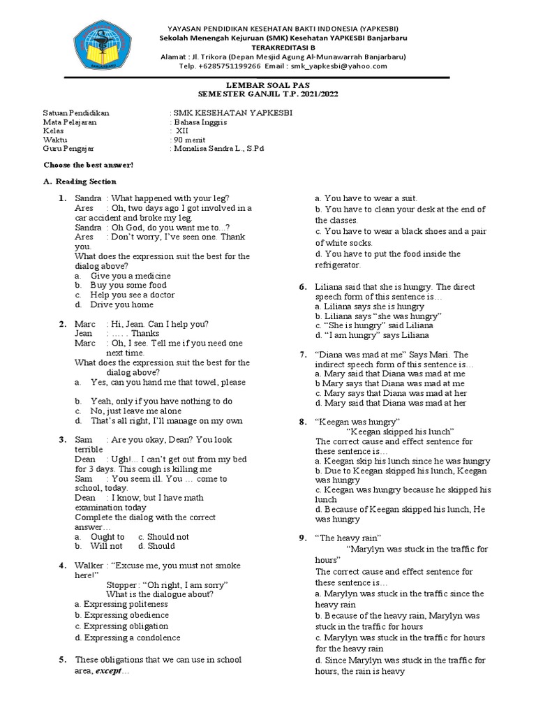 Soal Pas Eng Xii | PDF | Sea Turtle | English Language