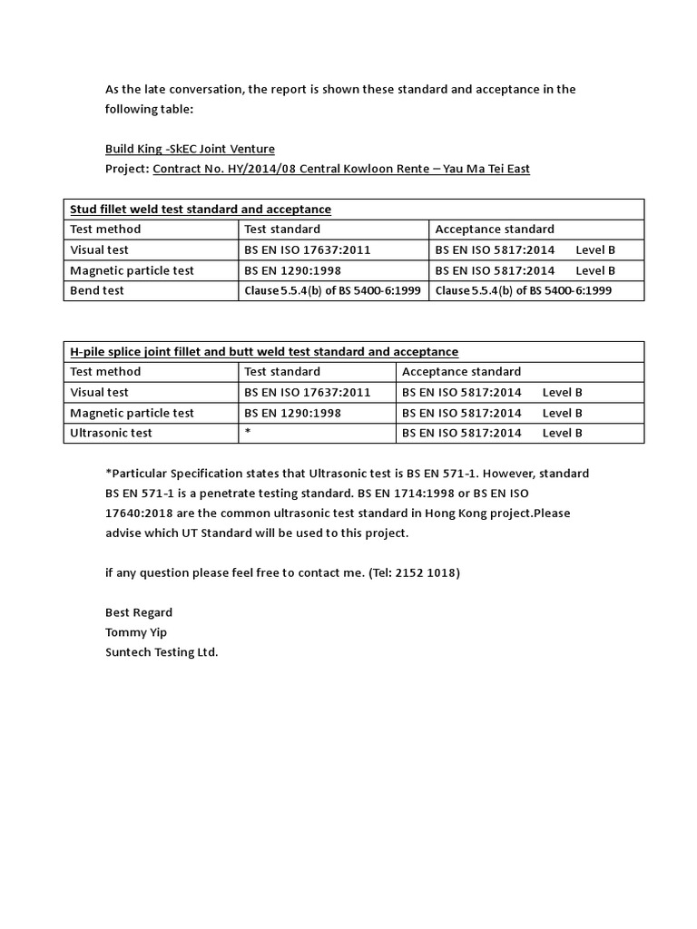 Stud Fillet Weld Test Standard and Acceptance | PDF