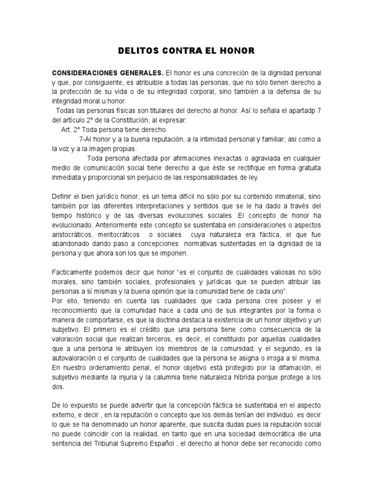 Figuras: Delitos Contra El Honor | PDF