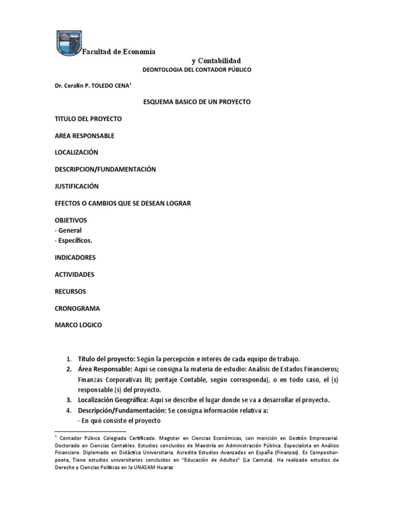 Esquema de Proyecto Contable | PDF | Contabilidad | Business