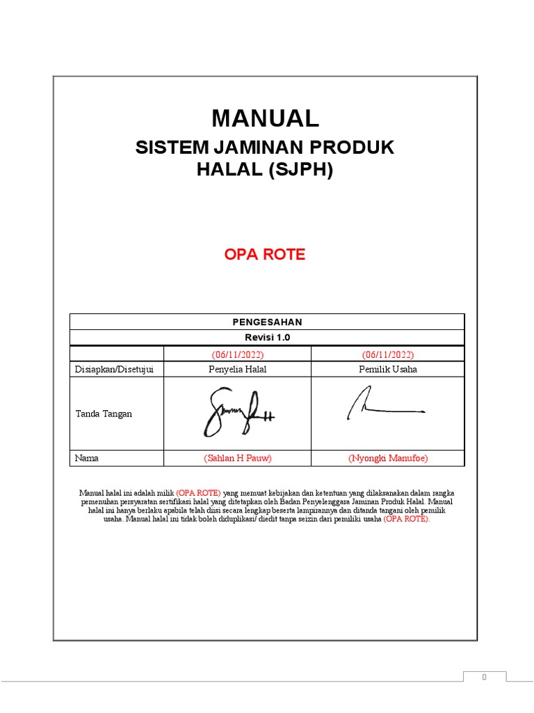 Manual Halal OPA ROTE | PDF