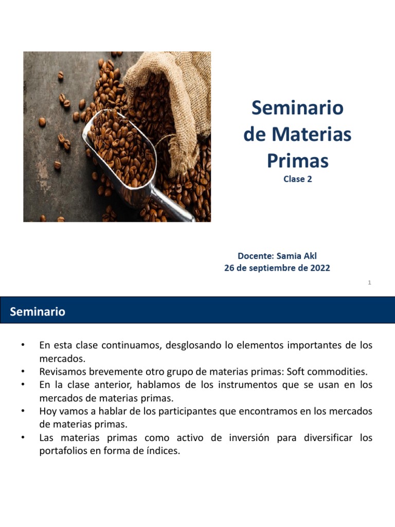 Materias Primas Clase 2 | PDF | Oferta (economía) | Comerciante (Finanzas)