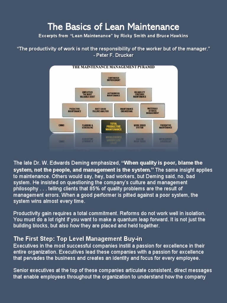 The Basics of Lean Maintenance | PDF