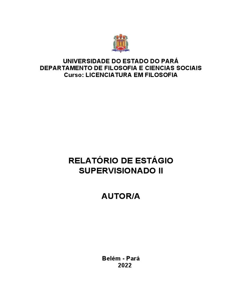 Modelo De Relatório De Estágio Supervisionado Ii Uepa Pdf
