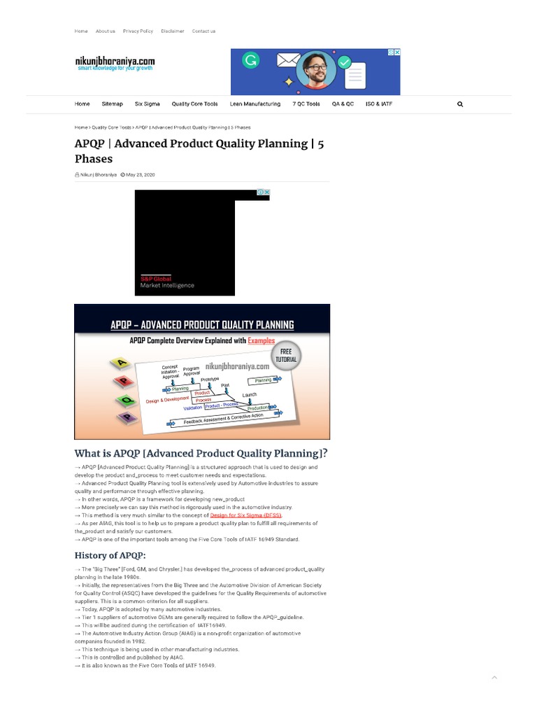 APQP - Advanced Product Quality Planning | PDF