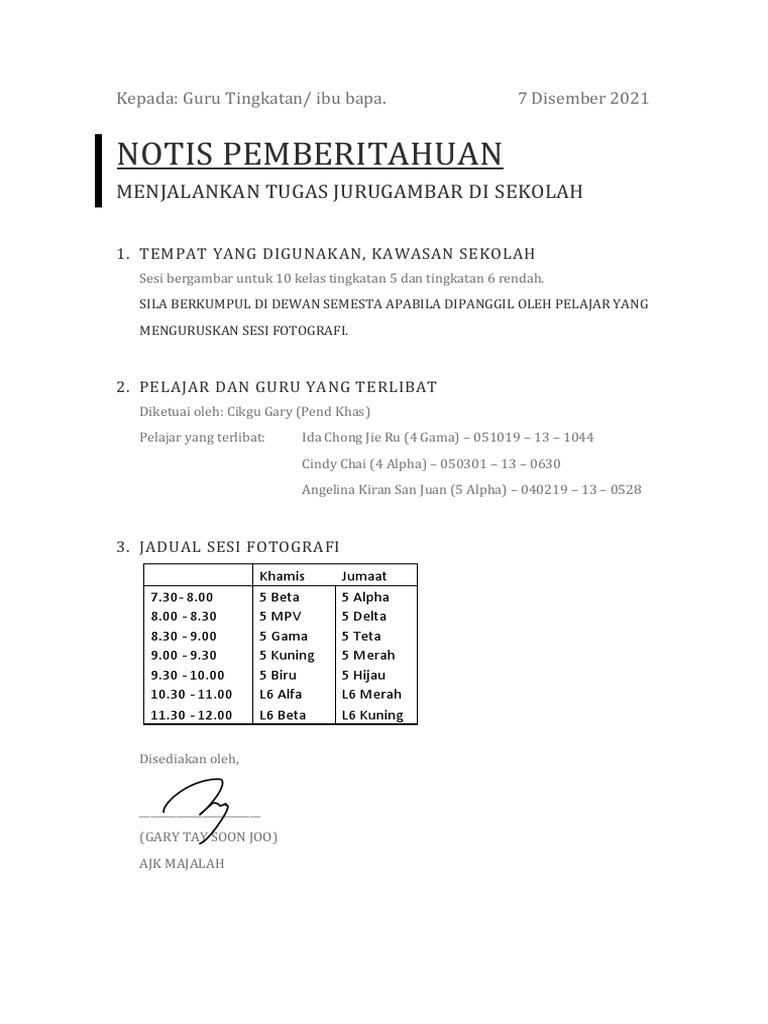 Notis Pemberitahuan | PDF