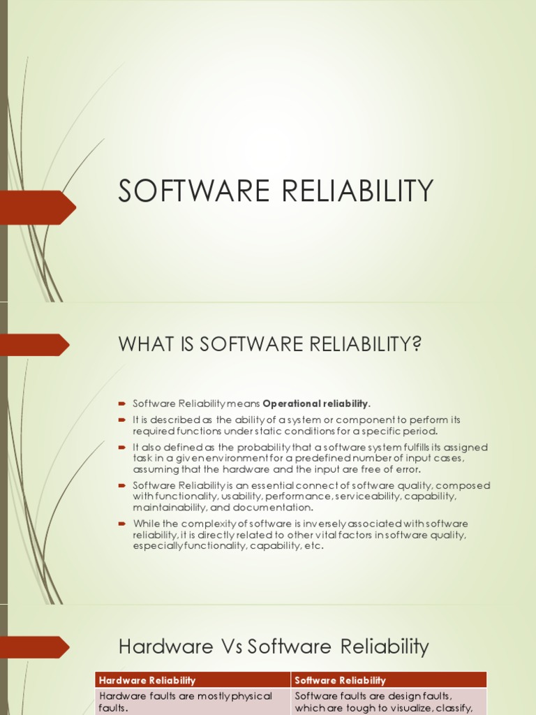 Software Reliability1 Pdf Reliability Engineering Software Quality
