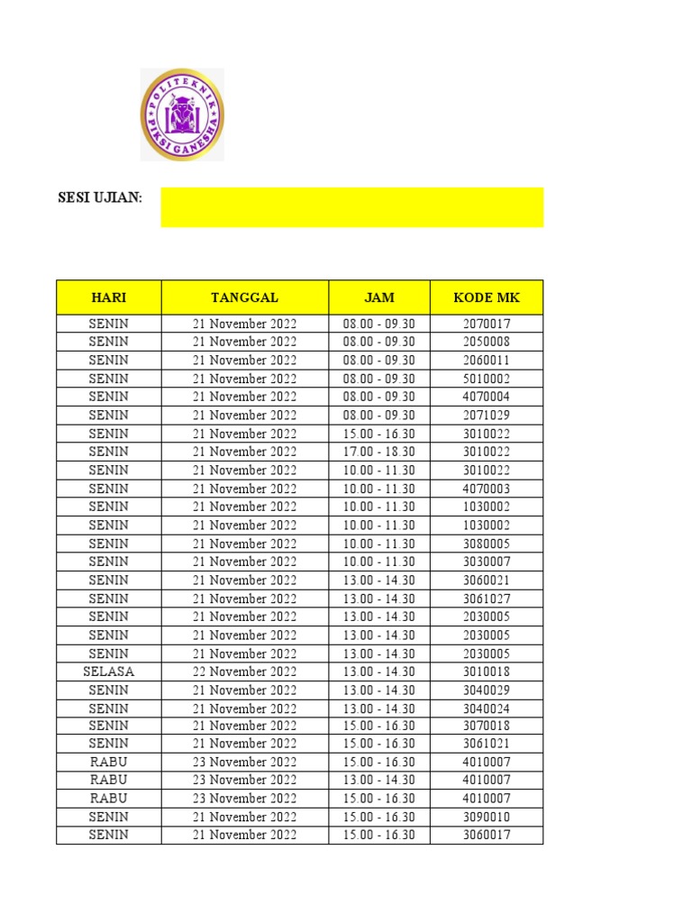 Jadwal Uas Ganjil 2022.2023-5 | PDF | Information Management | Information Science