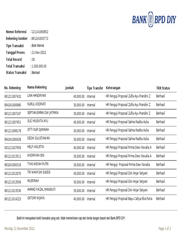 Berhasil: Nomor Referensi Rekening Sumber Tipe Transaksi | PDF